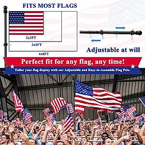 ESTTOP 5 FT Flag Pole, Tangle Free Spinning Stainless Steel Weather Resistant Rustproof Flagpole for 3x5 USA Flag Sports Fan Outdoor Flags 1" Dia Flag Poles for Outside House, Wall-Mounted (Black)