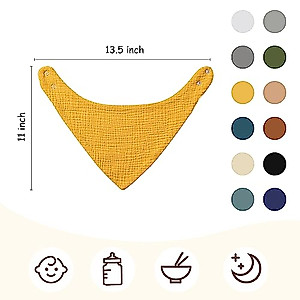 HBselect Muslin Baby Bibs 12 Pack Baby Bandana Bibs 100% Cotton for Unisex Boys Girls Absorbent Bib for Teething Drooling