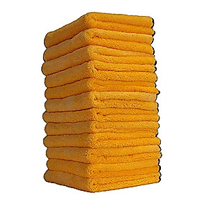 Chemical Guys MIC_506_12 Professional Grade Premium Microfiber Towels, Gold (16 Inch x 16 Inch) (Pack of 12) - Safe for Car Wash, Home Cleaning & Pet Drying Cloths