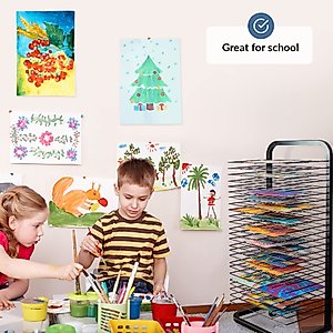 Art Drying Rack For Classroom | Functional & Mobile Paint Drying Rack | 25 Removable Shelves | Canvas Rack Art Storage | Painting Drying Rack With Wheels | Stack Rack For Painting, Drawings, And More