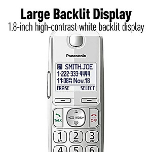 Panasonic Link2Cell Bluetooth Cordless DECT 6.0 Expandable Phone System with Answering Machine and Enhanced Noise Reduction - 5 Handsets - KX-TGE475S (Silver)