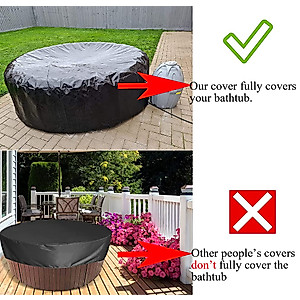 UCARE Hot Tub Cover Waterproof Outdoor Portable Round Inflatable Hot Tub Spa Cover Protector Bathtub Pool Garden Furniture Dust Covers (91×43in/ 230×110cm)