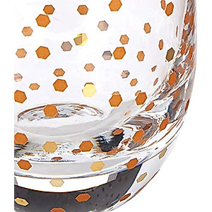 Circleware Stemless Champagne Flutes Set of 4 Party Dining Beverage Drinking Wine Glasses, Glassware Cups for Water, Liquor, Whiskey and Decor Gifts, 4 Count (Pack of 1), Gold Confetti 4pc