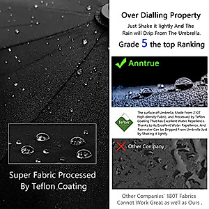 Anntrue Windproof Travel Umbrella, Auto Open Close Lightweight Compact Portable Backpack Folding Umbrella, Perfect for Car, Purse, Men and Women (Black)