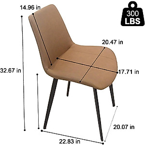 Aimerive Dining Chairs Set of 4, Upholstered Dining Room Kitchen Chair with Black Metal Legs, Modern Armless Dining Side Chairs in Faux Leather Cushion Seat, Brown