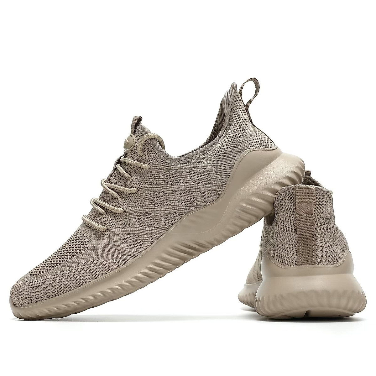 Mevlzz Mens Running Shoes Slip on Tennis Walking Sneakers Casual Mesh Breathable Lightweight Work Sport Shoes Khaki