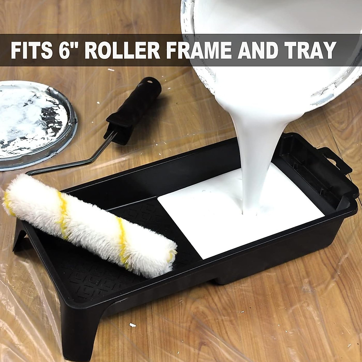 Great Andrew 10 Pack 6 Inch Paint Rollers for All Paints, 1/2" Nap Acrylic Paint Roller Covers, Paint Roller Set for Painting Walls House, 6" Paint Roller Refills