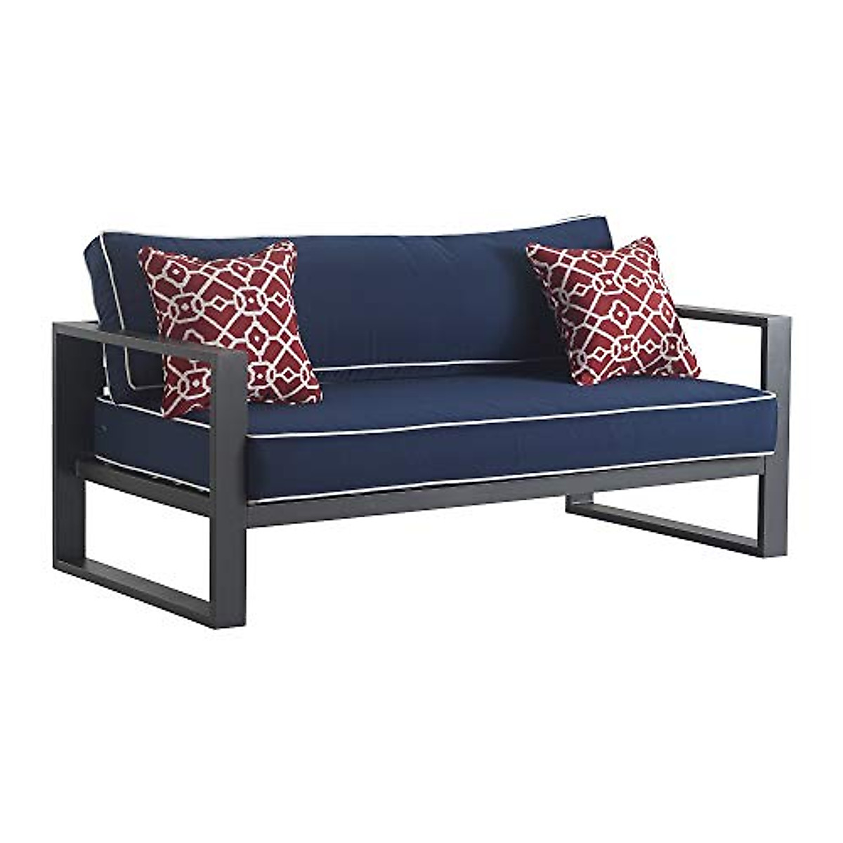 Tommy Hilfiger Monterey Modern Patio Outdoor Furniture Collection, Weather Resistant, Metal Frame, Sofa, Navy Blue & Dark Gray