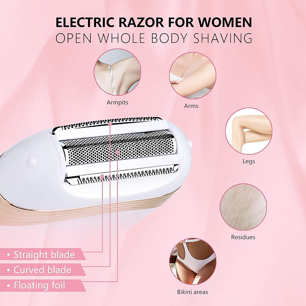 Electric Razor for Women Bikini Trimmer Electric Shaver for Women Cordless USB Rechargeable Wet and Dry use Painless
