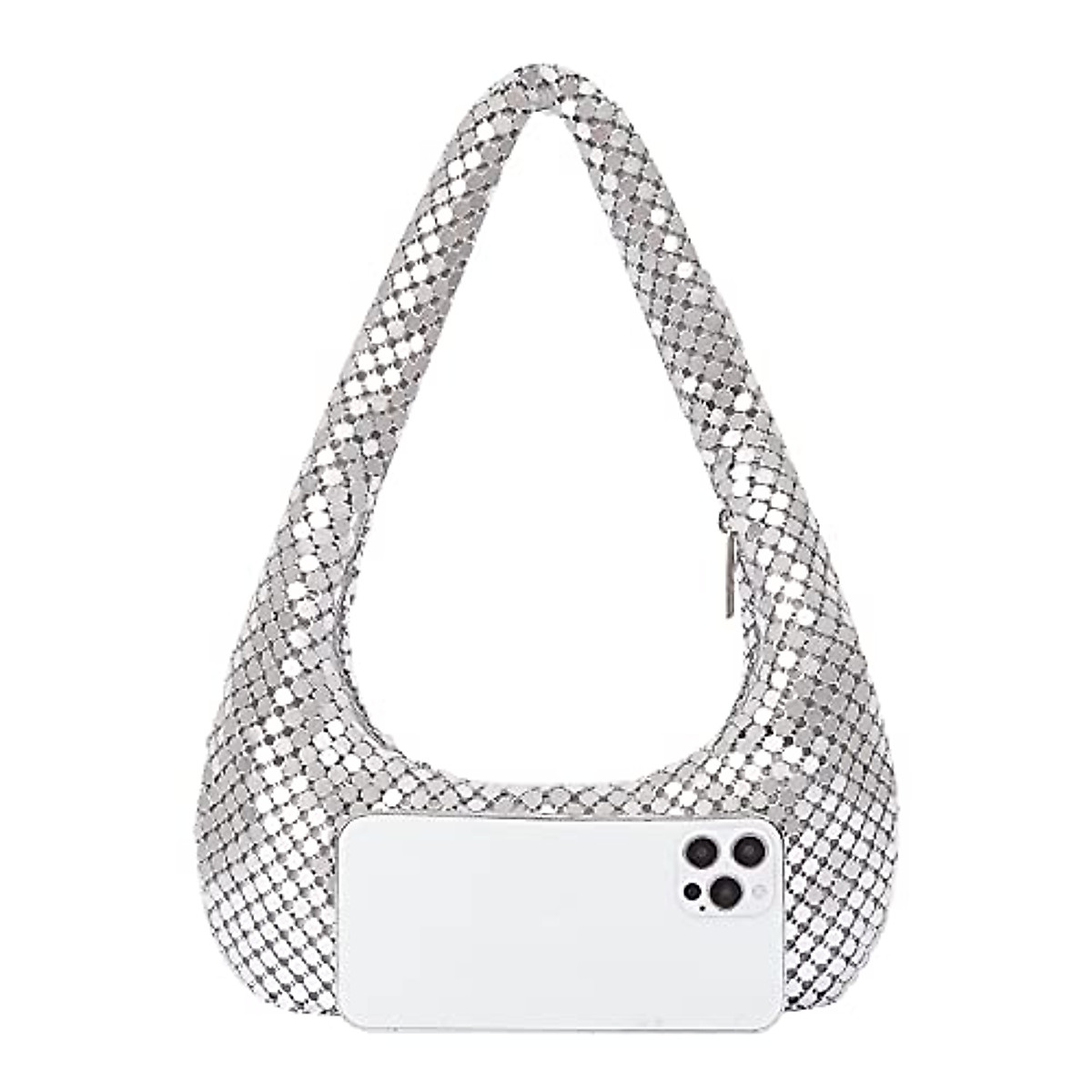 Silver Evening Bag Women Unique Handbags Cool Purses Small Shoulder Purse Silver Metallic Purse Designer Evening Bag(Silver)