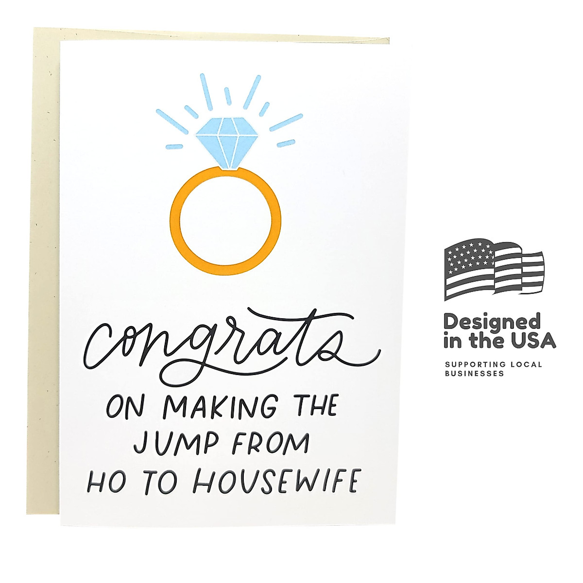 Sleazy Greetings Funny Wedding Card For Bachelorette Party Bridal Shower - Congrats On Making The Jump From Ho To Housewife - Funny Congratulations Card For Bride To Be