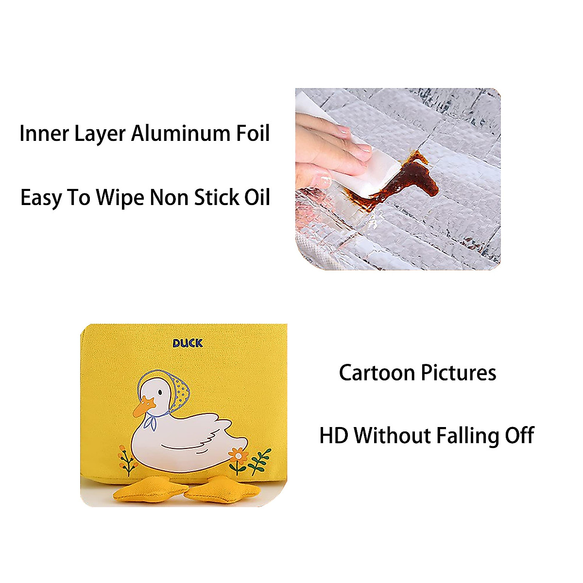 Black Cute Cartoon Duck Lunch Bags For Kids Reusable Insulated Lunch Box Female White Collar Nurse Student Office Worker Lunch Tote Bag