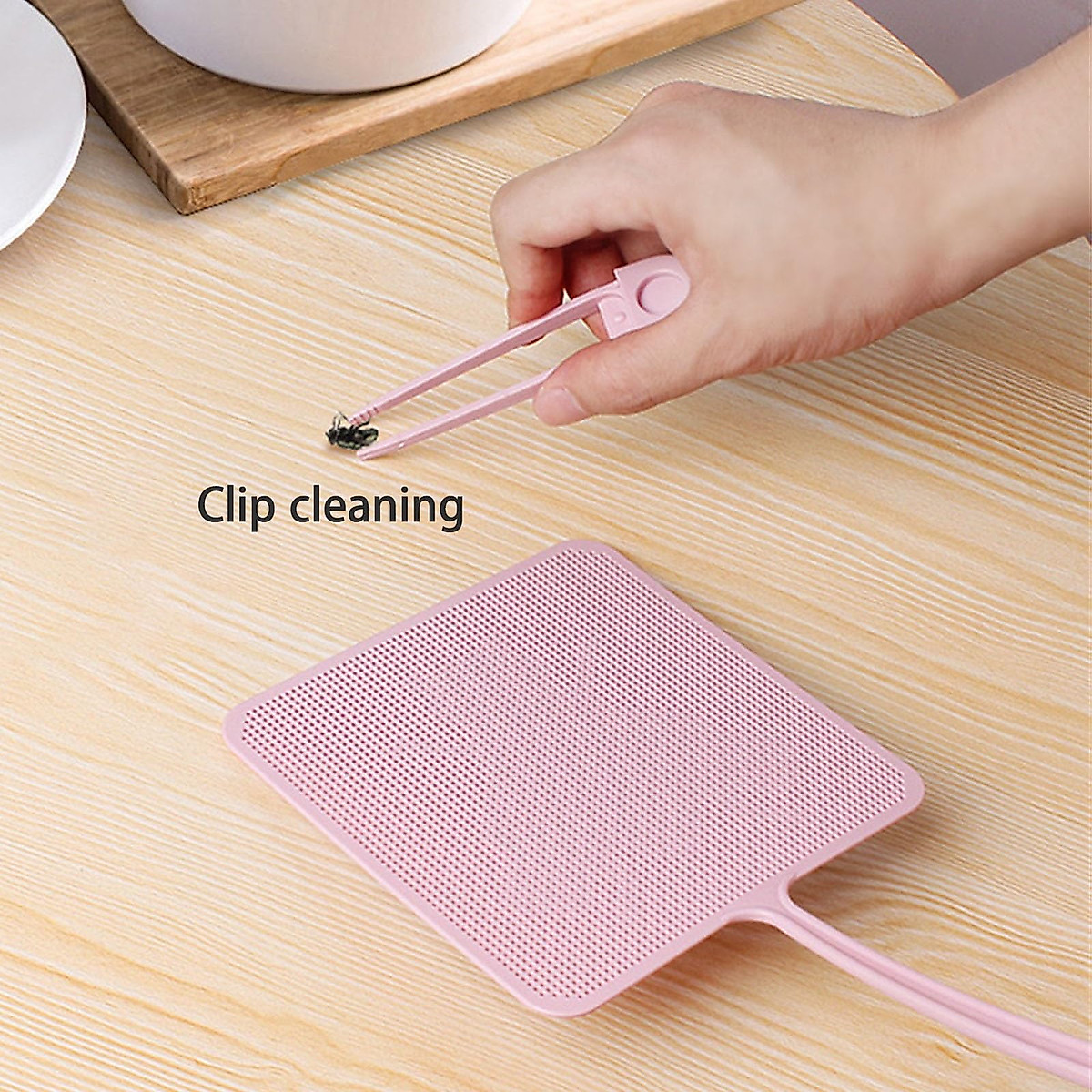 BAMFY 5 Pcs Fly Swatter Manual for Indoor, Outdoor Long Handle Fly Swatters with Tweezers for Flies, Bees, Mosquitoes, Wasps, Insects, Garden Supplies