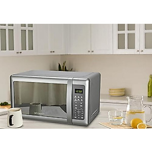 Emerson MW7601SL Compact Countertop Microwave Oven with Sleek Mirrored Finish Door 10 Power Levels, 6 Auto Menus, Glass Turntable and Child Safe Lock, 0.7 Cu. Ft, Silver