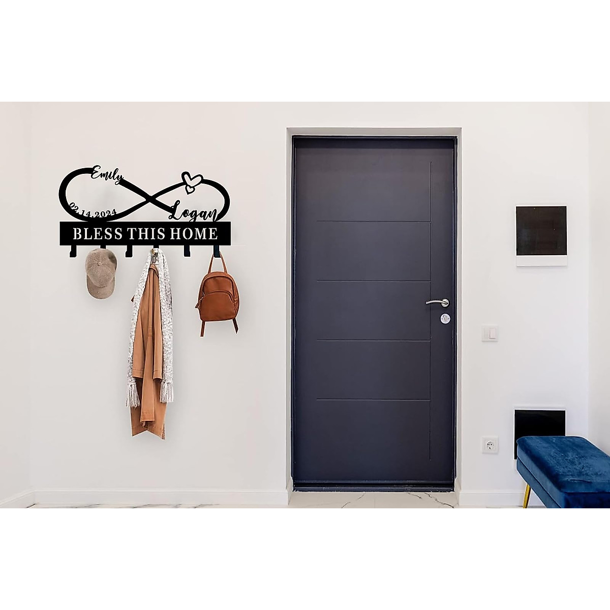 Personalized Infinite Heart Metal Hooks Custom Heart Metal Hooks Key Rack Personalized Key Holder for Wall Custom Name Key Hooks Key Holder for Wall Handmade Anniversary Wedding Gifts