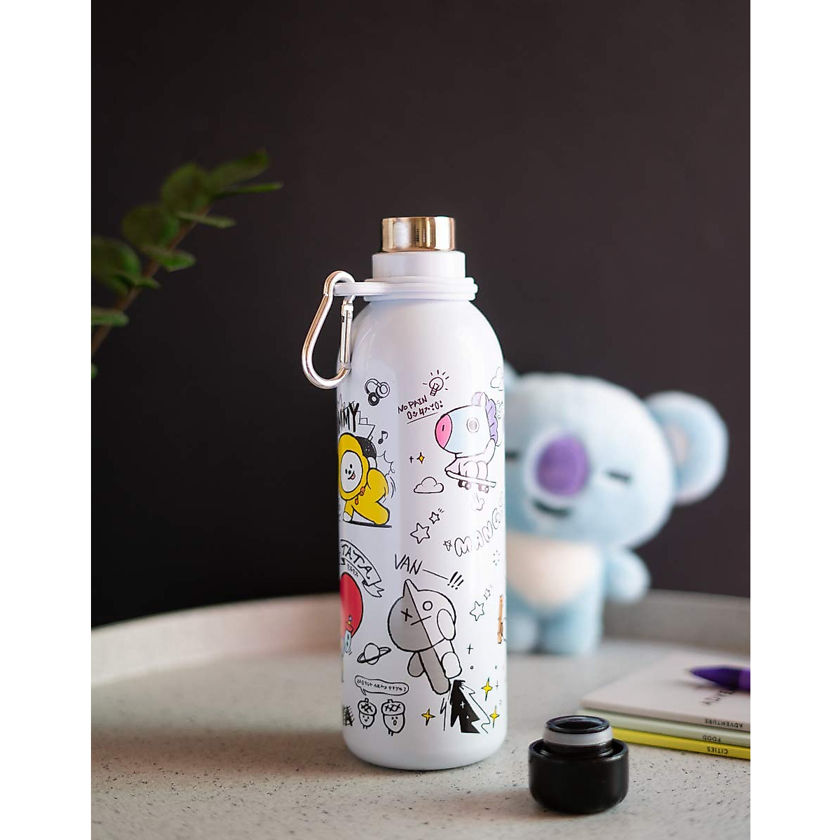 Official Kawaii Water Bottle 500ml Merchandise / 17OZ, Stainless Steel, Vacuum Insulated Water Bottle, Double Wall Reusable Water Bottle With Carabiner, BPA Free - Kawaii Stuff