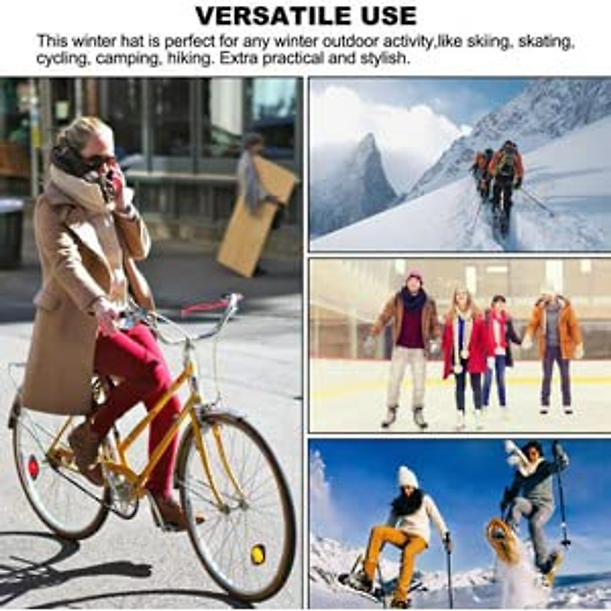 Men Winter Trapper Hats Ushanka Ear Flaps Hats Aviator Snow Windproof Thermal Faux Fur Warm Hunting Skiing Cycling Cold Weather Hats Earflaps Baseball Caps Dad Hats with Face Mask