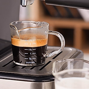 Espresso Shot Glass 70ML/2.3OZ Triple Pitcher Barista Double Spouts With Pouring Handle (1 Pack)