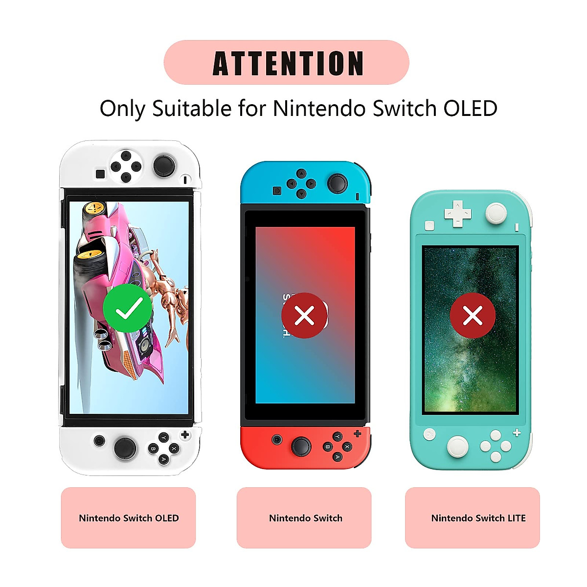 Switch OLED Protective Case, Slim and Comfortable Switch OLED Hard Case with Joy Con Covers - White