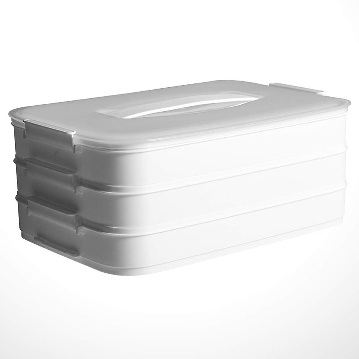 Hemoton Dumpling Box Frozen Dumpling Tray 3-layer Fridge Food Container Food Storage Organization Dumpling Holder for Kitchen Fridge Freezer (White)