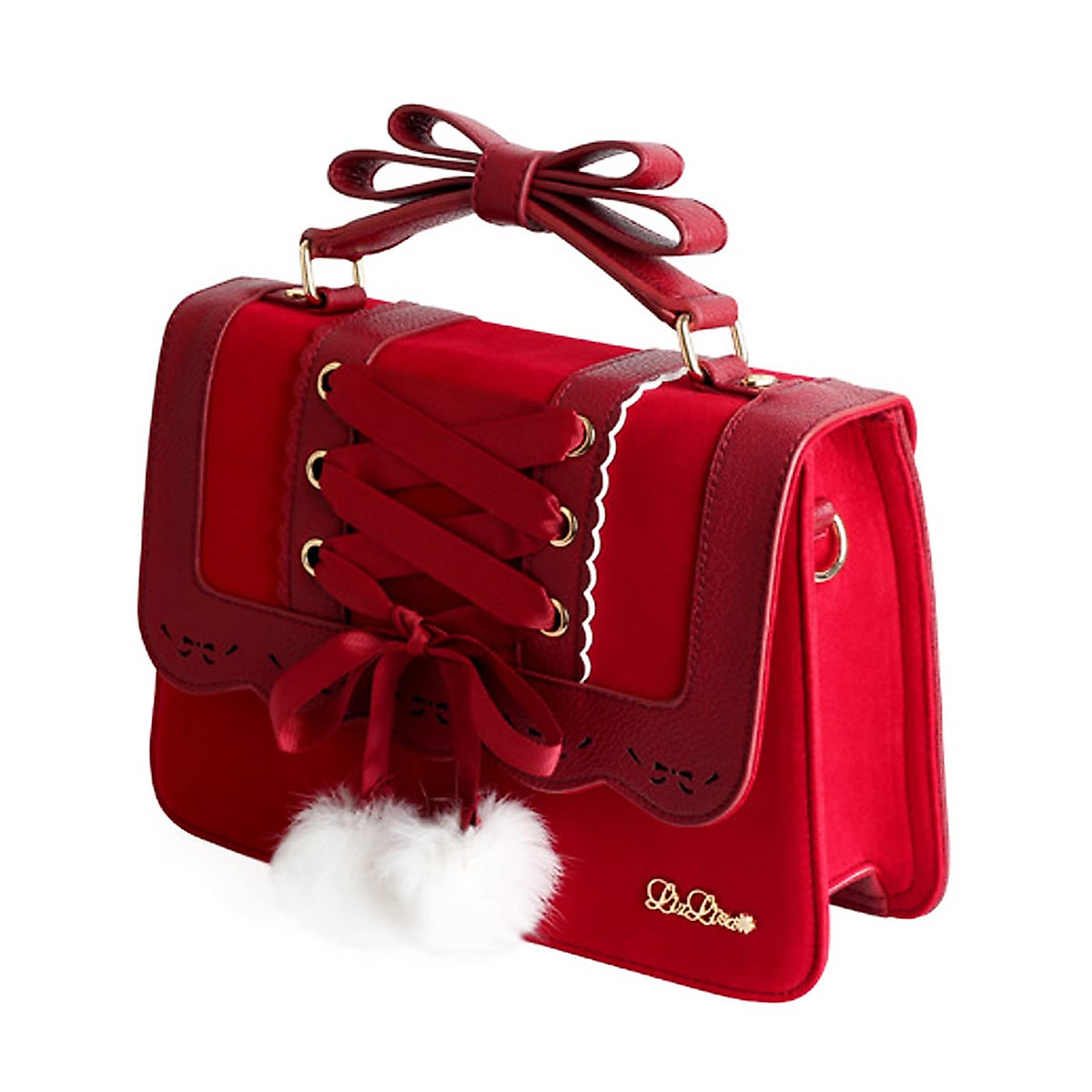 Cutemoria Women's Lolita Handbag Messenger Bag Japanese Cute Bowknot Ribbon Crossbody Bag Purse Vintage PU Leather Shoulder bag (Red)