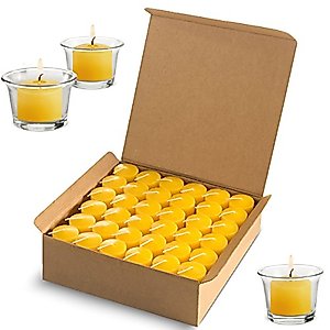 Votive Citronella Candles Summer Scented Indoor Outdoor Use - Authentic Citronella Oil - 10 Hour Burn time - Yellow, Set of 72 (Glass Holders Not Included)