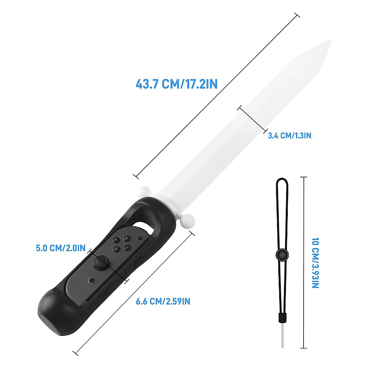 RHOTALL Game Sword for The Legend of Zelda: Skyward Sword HD Compatible with Nintendo Switch and Switch OLED Right Joycon Controller, Game Accessories Handle Grip with LED Design - Black