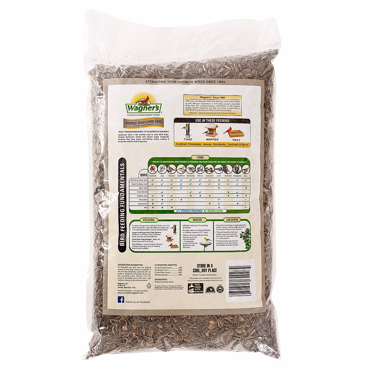 Wagner's 62028 Striped Sunflower Seed Wild Bird Food, 5-Pound Bag