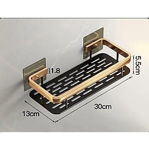 HONGXILONG Shower caddy Bathroom shelves,Space Aluminum shower shelves,No Drilling Adhesive Wall Mounted Bathroom Organizer - 2-Pack (Champagne Gold)