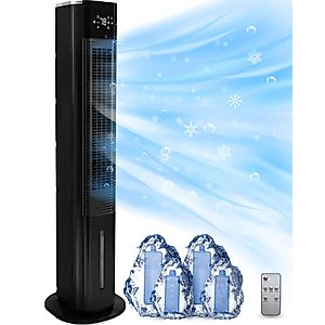 Evaporative Air Cooler, 3-IN-1 Multifunctional Air Cooler Fan, Air Cooler for Room, 4 Modes, 12H Timer, 90° Oscillation, 1.3 Gal Water Tank, Remote Control, 4 Ice Packs, 42" for Room Home Office