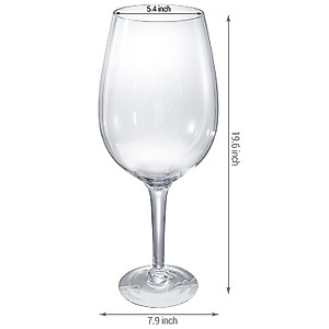 MyGift 20-Inch Giant Clear Decorative Hand Blown Wine Glass Novelty Stemware/Champagne Magnum Chiller