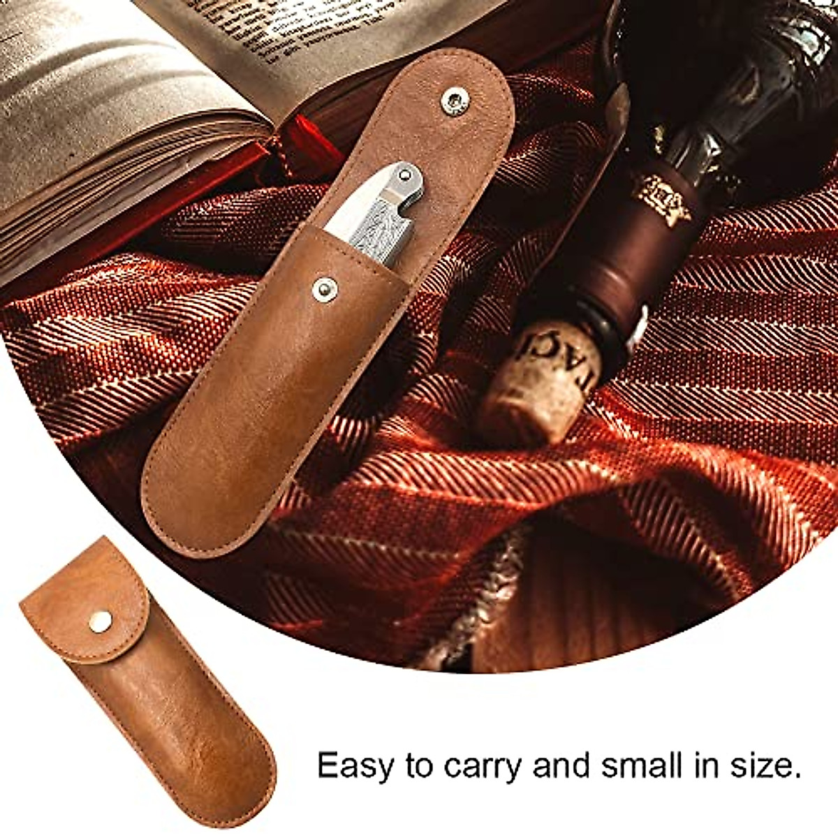 Wine Corkscrew Storage Bag Leather Wine Bottle Opener Storage Case Protective Bottle Opener Carry Case for Bartenders Barmans Waiters and More