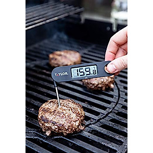 Taylor Instant Read Digital Meat Food Grill BBQ Cooking Kitchen Thermometer, Folding Probe, Black