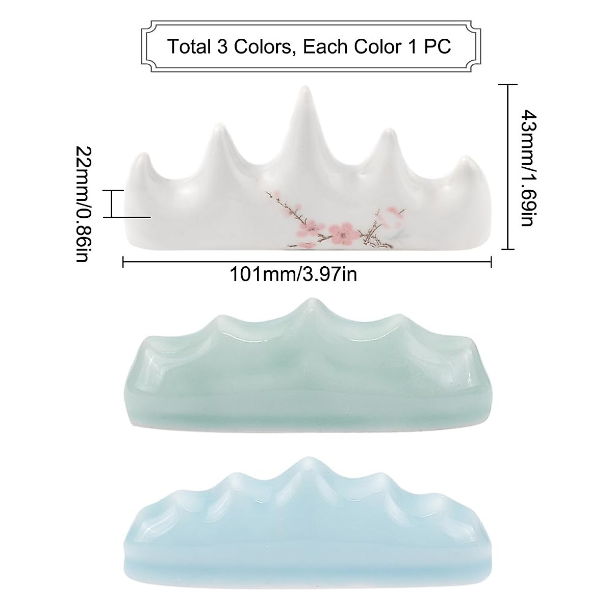 PH PandaHall 3 Styles Ceramic Brush Holder, Five Mountain Shape Paint Brush Rest Holder Pen Rack Rest Stand Writing Brush Rack Paper Weight Cast for Writing Brushes Calligraphy Practice