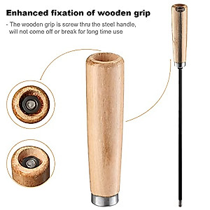 FLY HAWK Steel Fire Pit Poker Stick，32 lnch Long-with Wooden Handle-Outdoor Heavy Metal Camping Fireplace Tools-Antique Exterior Bonfire Accessories (1)