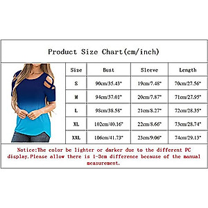 wodceeke Women's Gradient Stitching Off/Cold Shoulder Short-Sleeve T-Shirt Round Neck Plus Size Tee Summer Casual Top (Purple, XL)