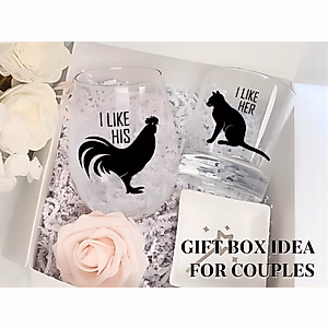 comfit Wedding Gift for Couples2024【ROOSTER/CAT GAG GLASSES】 Anniversary Present/Gift for Couples, Bridal Shower Gift for Women Bride,White Elephant Gift【Gag/Funny】 Engagement Gift for Couples