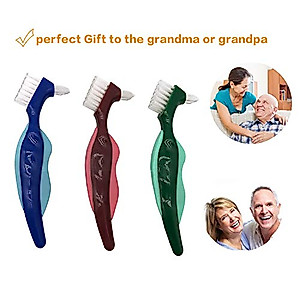 Ocircle Premium Hard Denture Brush Toothbrush, White Carrying Case, Multi-Layered Bristles & Portable Denture Double Sided Brush, Denture Care(Pack of 6)