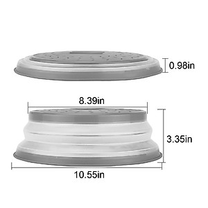 2 Pcs Microwave Splatter Cover Collapsible Microwave Splatter Guard for Food Fruit Vegetables Multi-Purpose Kitchen Gadget for Meal Safe BPA-Free Silicone Plastic Dishwasher-Safe 10.5Inch