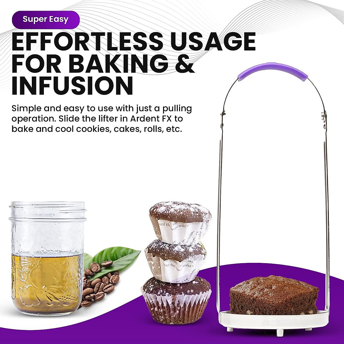 Ardent FX Accessories Single Lifter Cooling Rack - 100% Stainless Steel, Food-Safe, Rust-Resistant Single-Tier Rack for Cooling with 45 ° Rotating Handle