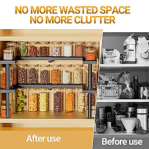 Gaussra Spice Rack Organizer for Cabinet, 2 Tiers Expandable & Stackable Metal Seasoning Organizer, Premium Spice Organization for Cabinet In Home Organization