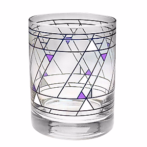 Culver Frank Lloyd Wright DOF Double Old Fashioned Glass 14-Ounce (Gift Boxed Set of 2, Hollyhock)