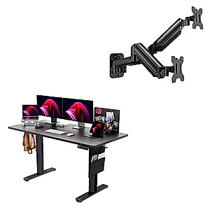 ErGear Adjustable 55'' Height Electric Standing Desk with Storage Bag Dual Monitor Wall Mount for 17 to 32 Inch