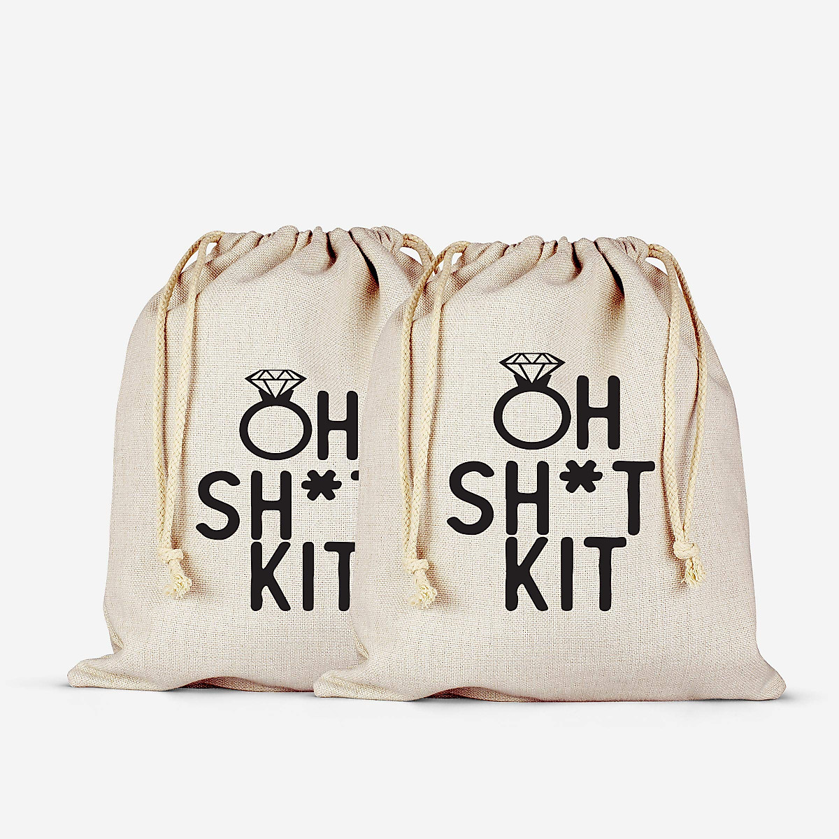 Oh Shit Kit Drawstring Hangover Bachelorette Kit Bags Cotton Muslin Drawstring Bags for Bridal Shower Hen's Party Kit Bag