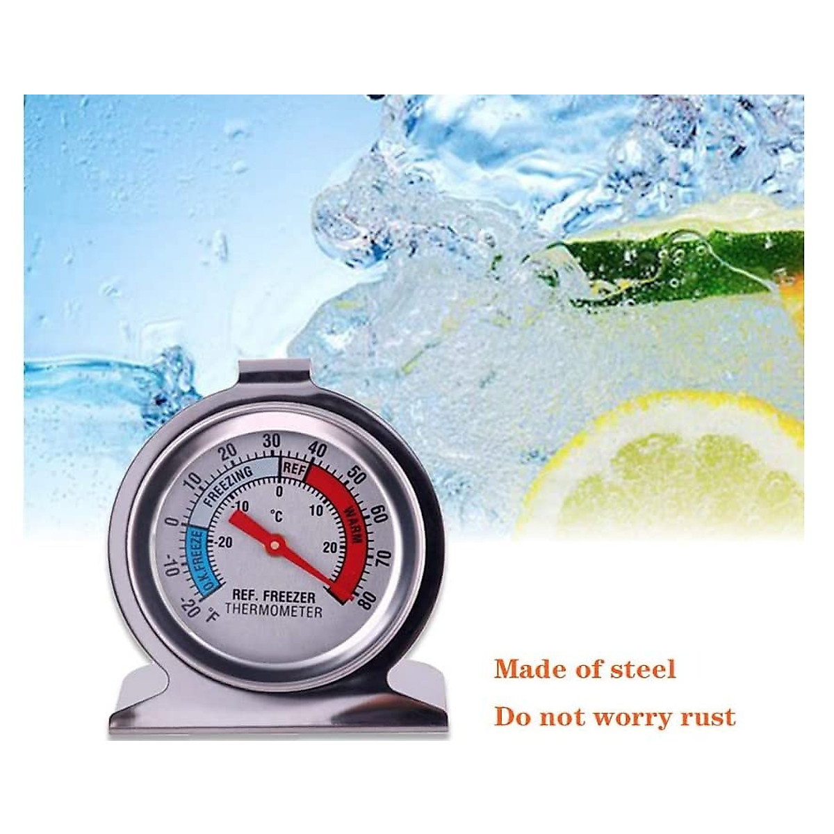 Refrigerator Freezer Large Dial Thermometer Aulufft 6 Pack Classic Series Fridge Freezer Alarm Thermometer Internal Temperature Gauge for Kitchen Refrigerator