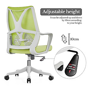 Waissdea Office Chair - big and Tall Office Chair, Ergonomic Desk Chair, Mid-Back Computer Chair, Tilting Height Adjustment Home Office Desk Chairs, Breathable Mesh Desk Chair (Green)