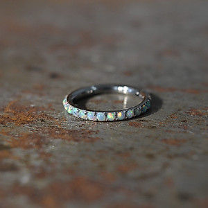 AVNIS Helix Ring Hoop ?€“ Premium Stainless Steel Hinged Nose Ring Hoop ?€“ 16G Opal Stone Septum Ring ?€“ Tragus Earrings for Women ?€“ Versatile Nose Piercing Jewelry