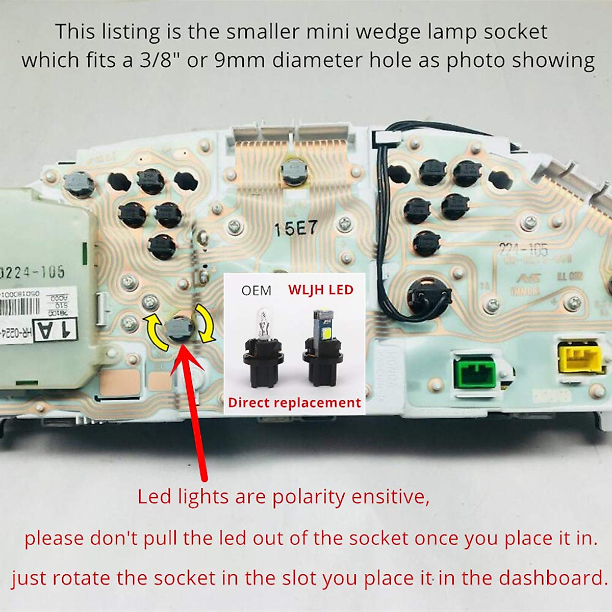 WLJH 74 Led Bulb Dash Lights Extremely Bright T5 2721 18 37 286 Wedge PC74 Twist Socket Automotive Instrument Panel Gauge Light Kits Dashboard Cluster Shift Bulbs Purple Pack of 20