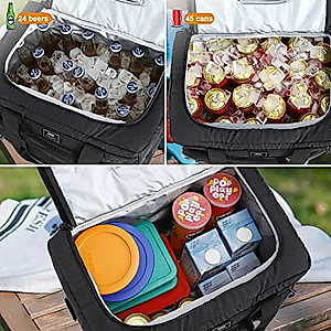 MIER 30L Extra Large Soft Cooler Bag with Bottle Opener for Camping Beach BBQ Grocery Golf Leakproof Picnic Lunch Bag, Collapsible, Top Flip Lid, 45Can (Black)