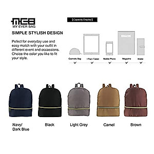 MEB My Ever Bag Lightweight 11.5" Nylon Mini Backpack for Women with hidden anti theft pocket on the back | waterproof | Mochila de Mujer (Gray)